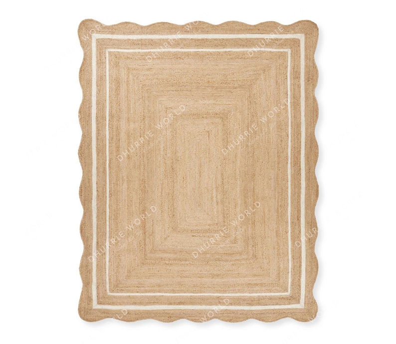 Scallop Jute Rug Natural Jute Wavy Edge Rug Scalloped Shape - Etsy