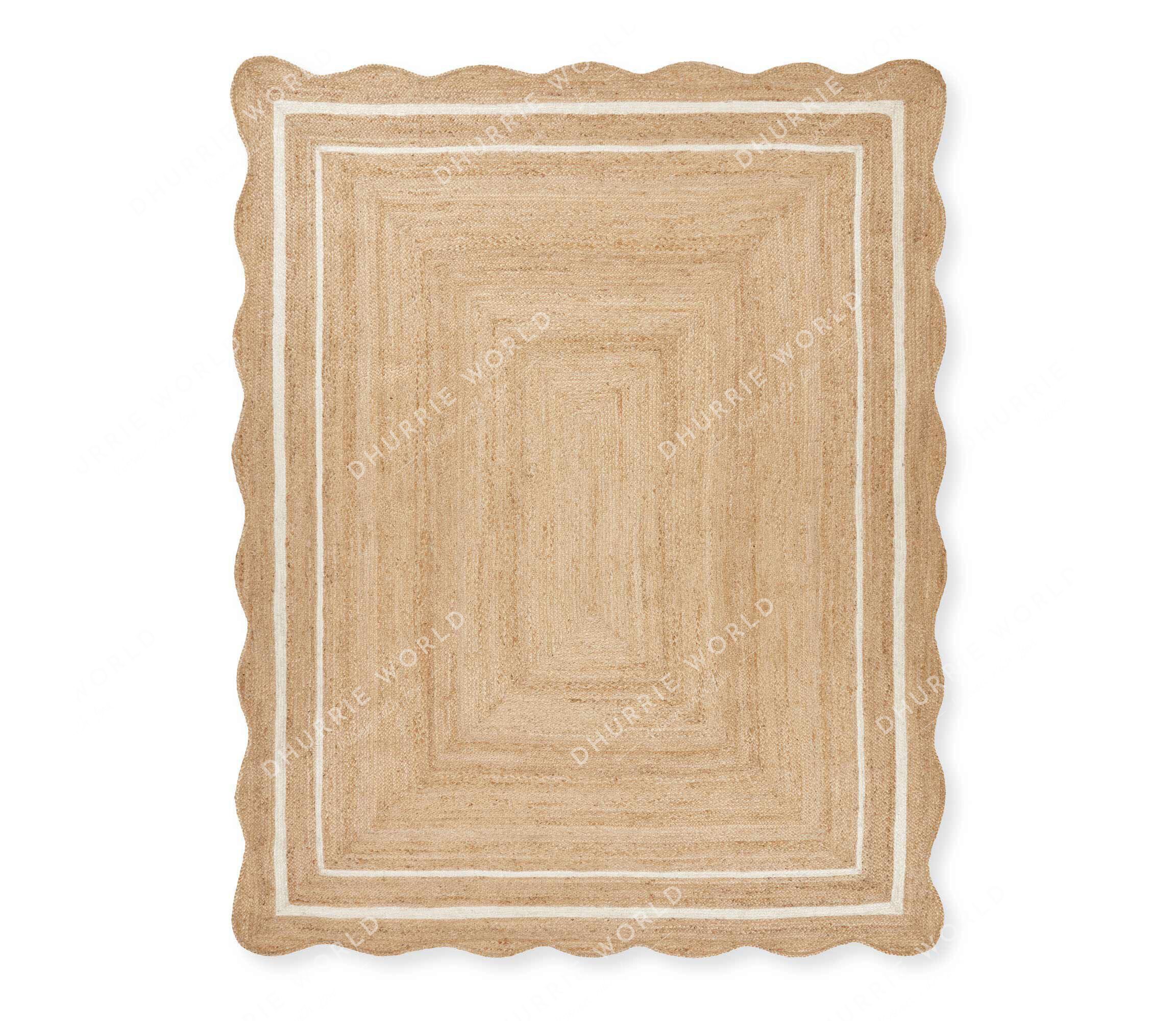 Scallop Jute Rug, Natural Jute Wavy Edge Rug, Scalloped Shape Rug ...