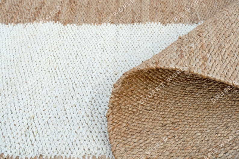 Block Jute Rug, Boho Natural Jute Rug, Textured Stripe Area Rug ...
