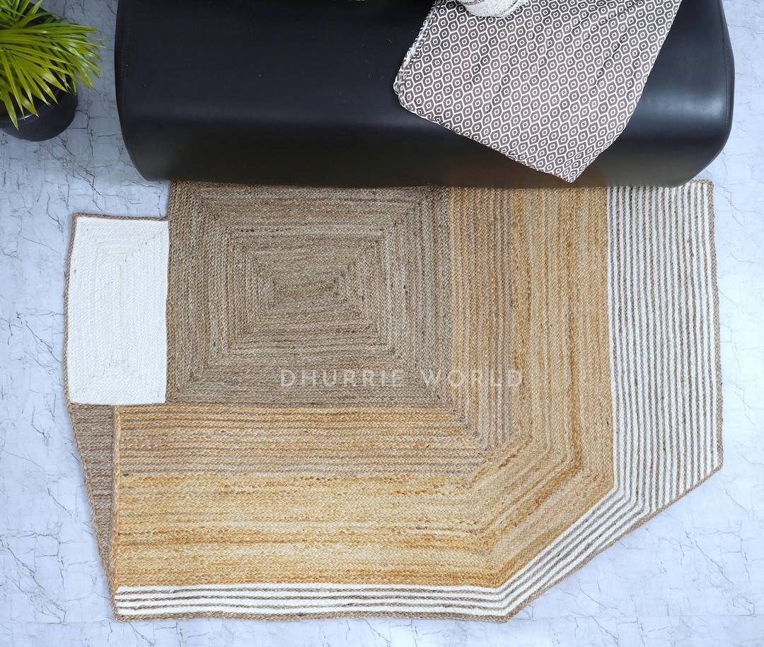Jute Shape Rug, Modern Jute Rug, Irregular Shaped Rug, Indian Jute Area ...