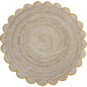 Natural Jute Scallop Round Rug, Designer Bohemian Jute Area Rug, Eco ...