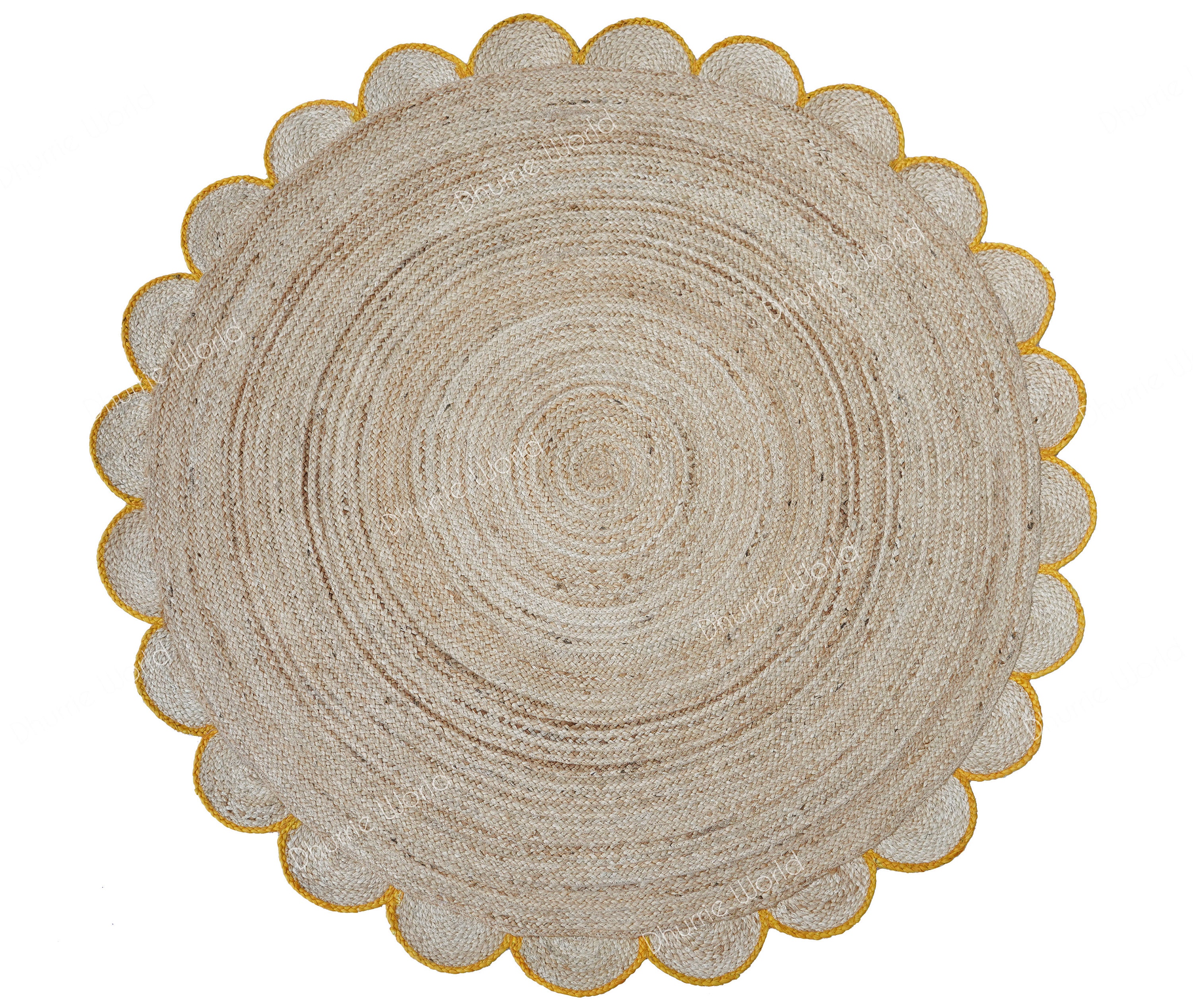 Natural Jute Scallop Round Rug, Designer Bohemian Jute Area Rug, Eco ...