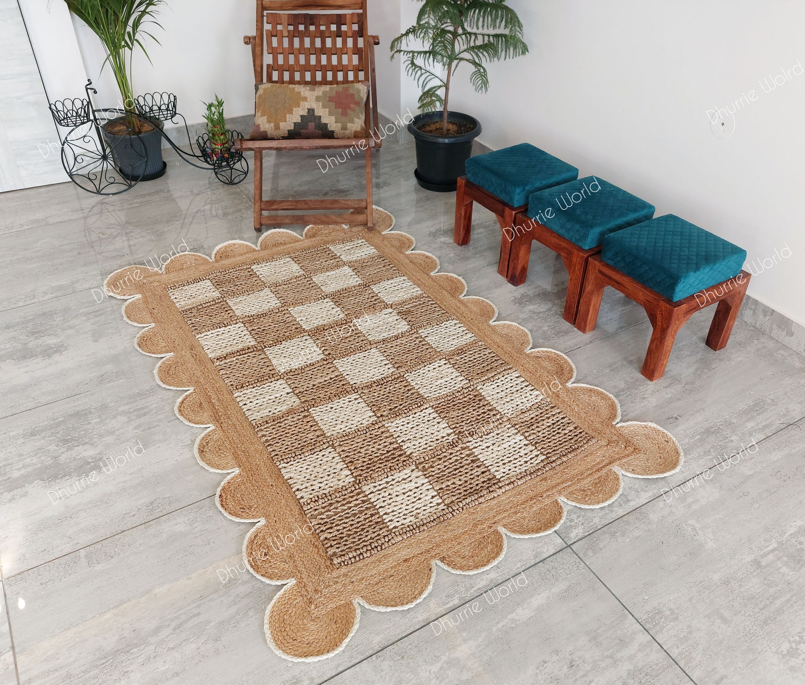 Natural Scalloped Jute Rug off White Scallop Pattern Rug - Etsy