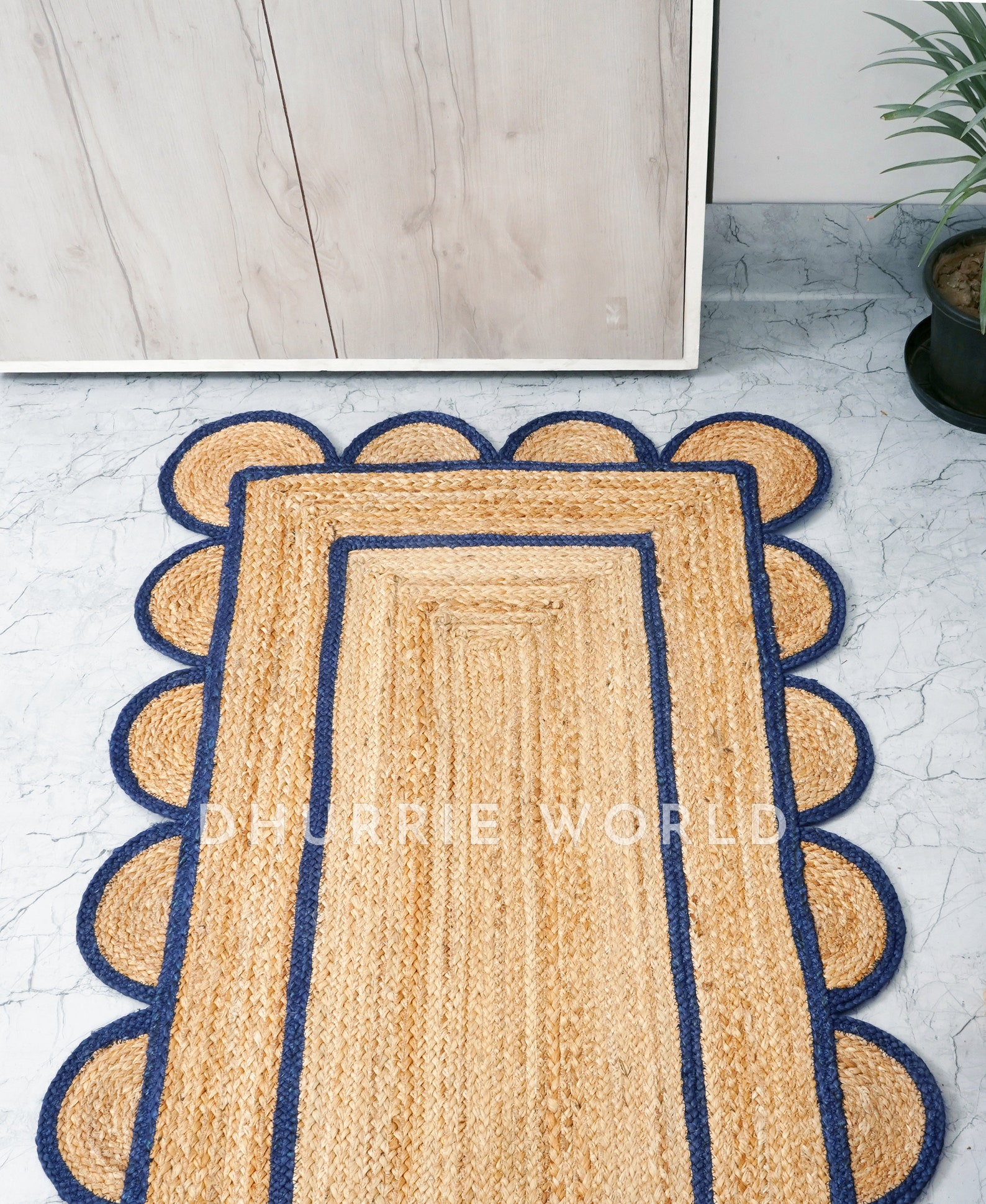 Scallop Runner Rug Jute Scalloped Rug Jute Runner Rug - Etsy
