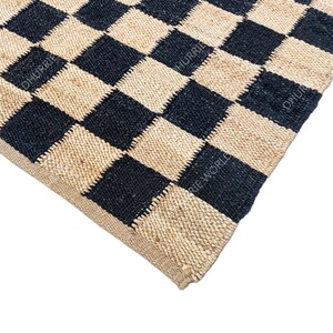 Checkered Jute Rug, Custom Size Runner Rug, Hallway Runner, Boho Jute ...
