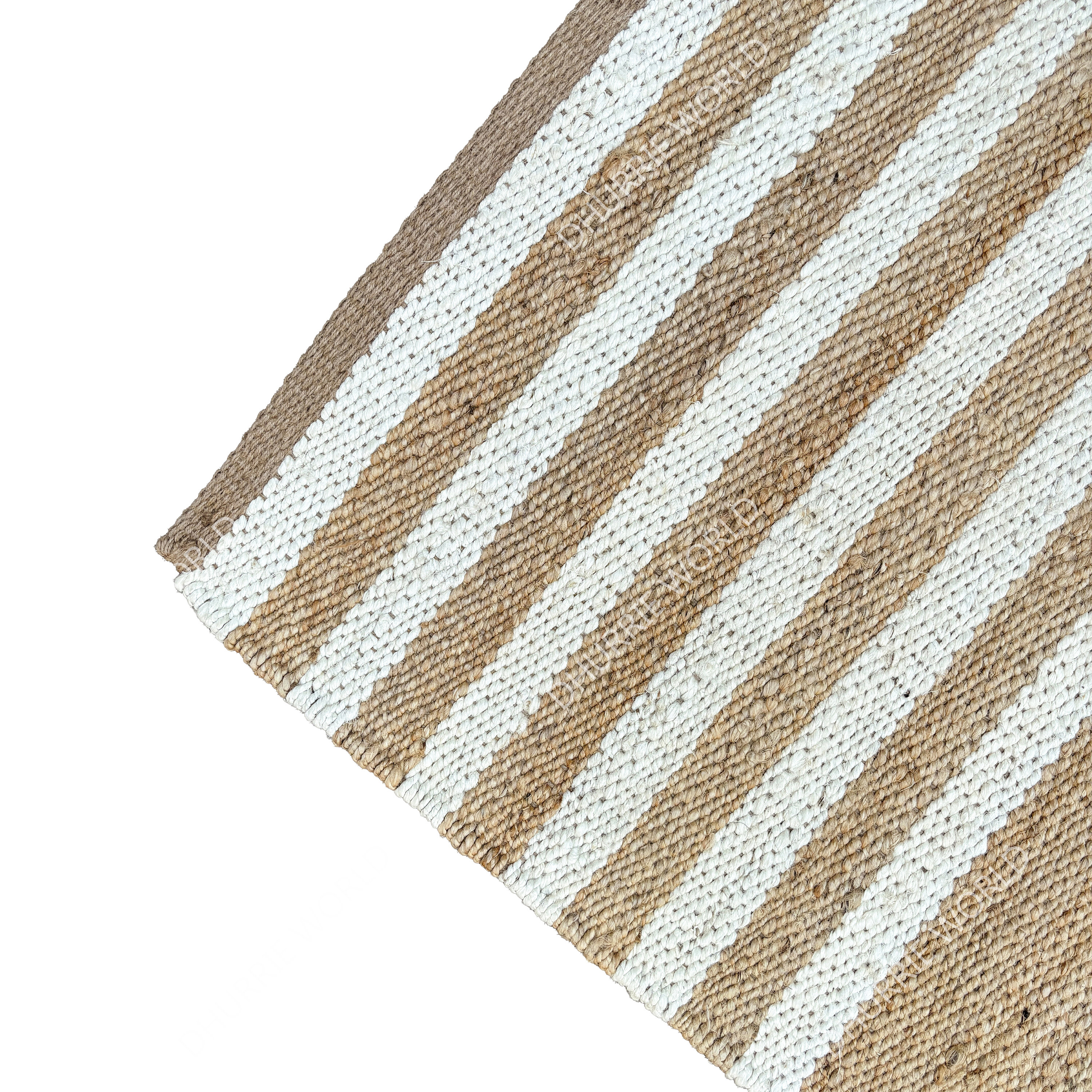 Striped Jute Rug, Natural Jute Area Rug, Custom Size Rug, Handwoven ...