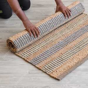Natural Jute Rug, Boho Jute Rug, Custom Size Rug, Hallway Runner ...