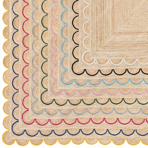 Natural Jute Scalloped Rug Bohemian Scallop Rug Natural Jute - Etsy