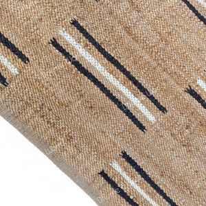 Bohemian Natural Jute Rug, Stripe Pattern Area Rug, Boho Jute Rug, Home ...