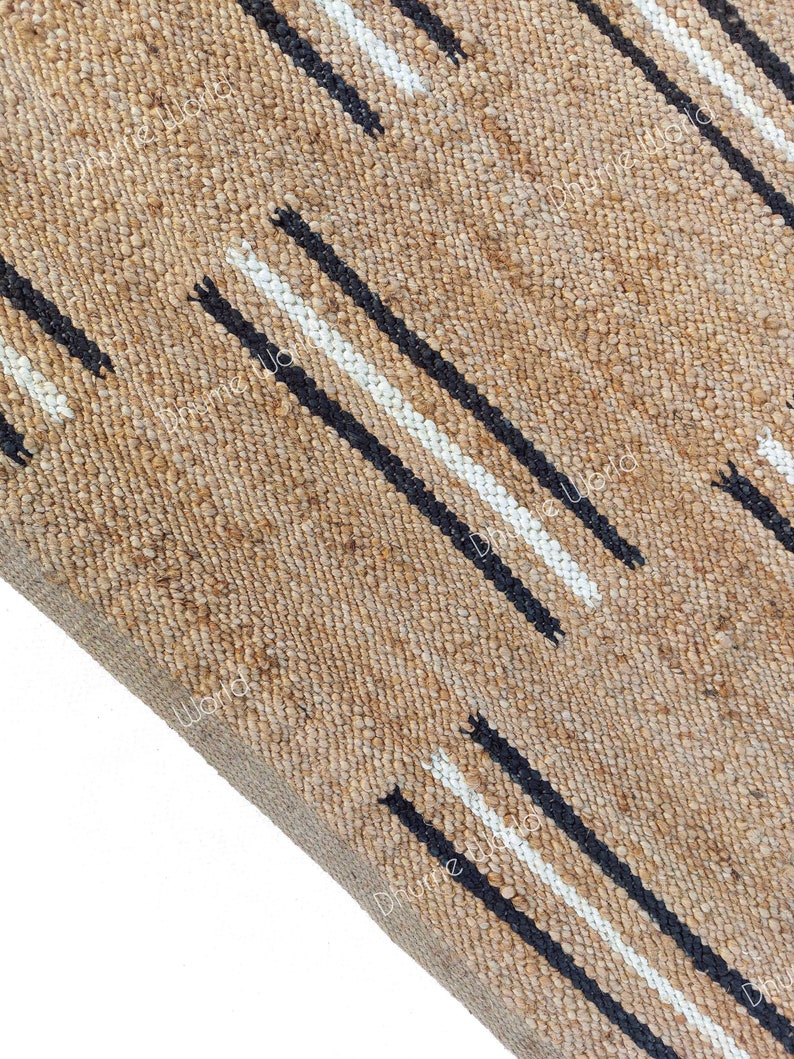 Bohemian Natural Jute Rug Stripe Pattern Area Rug Boho Jute - Etsy