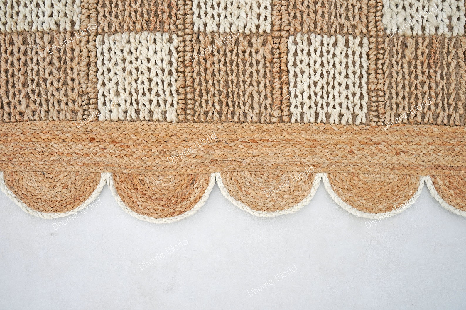 Natural Scalloped Jute Rug off White Scallop Pattern Rug - Etsy
