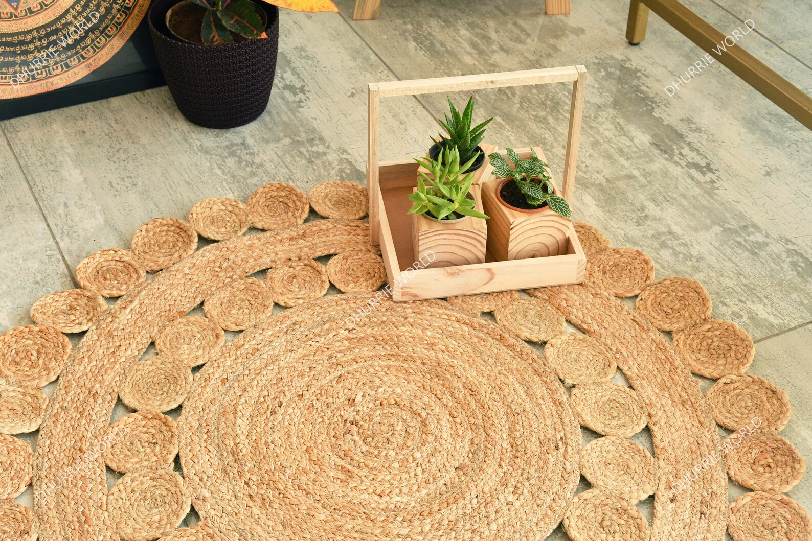 Natural Jute Braided Round Rug Designer Bohemian Jute Area | Etsy