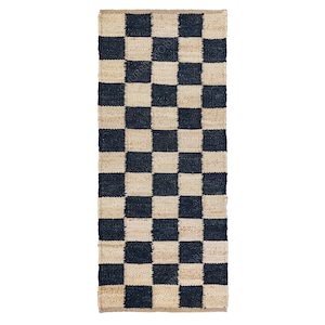Checkered Jute Rug, Custom Size Runner Rug, Hallway Runner, Boho Jute ...