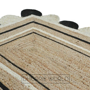 8x10 Black White Scallop Rug, Scalloped Jute Rug, Decorative Rug ...