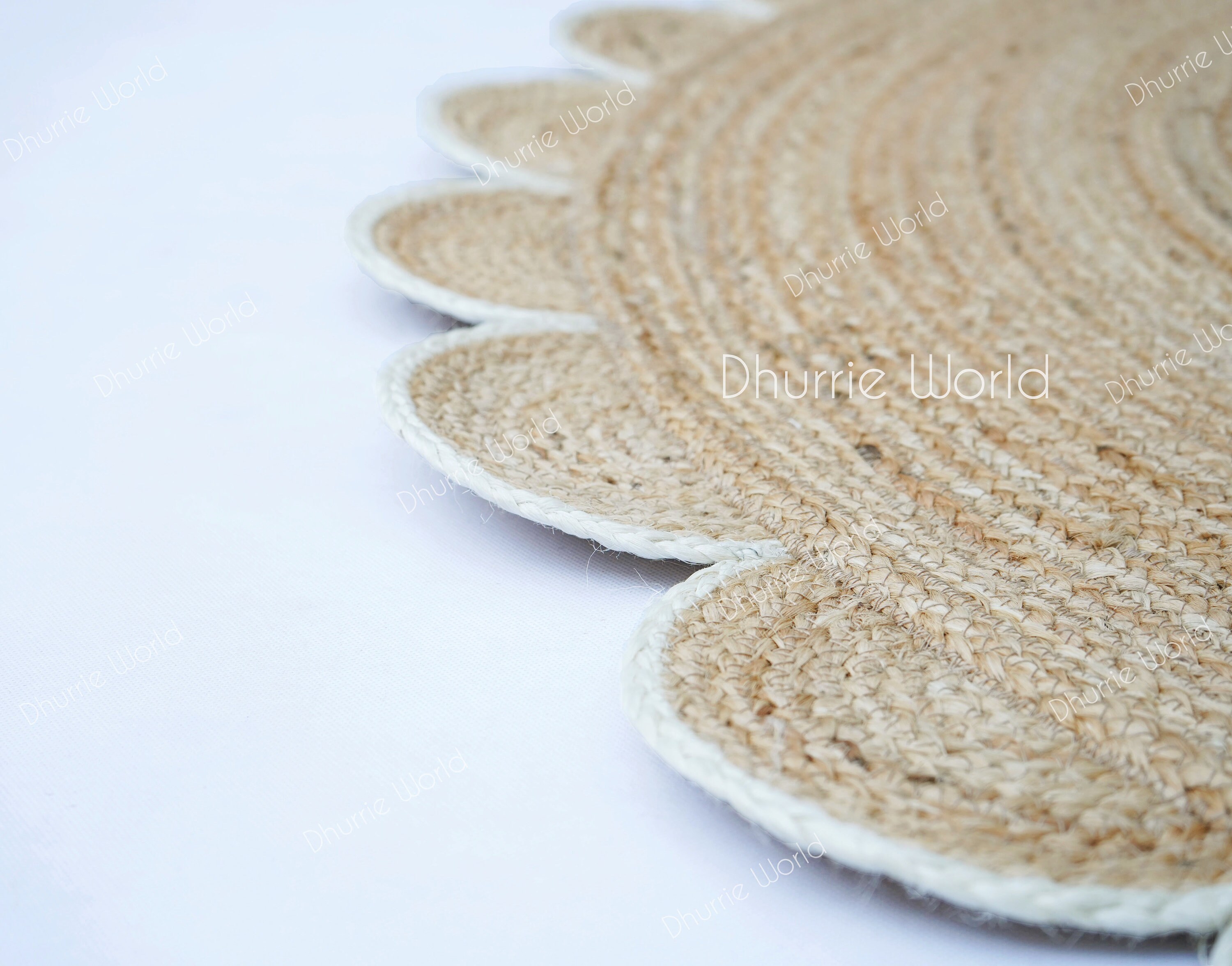 Natural Jute Scallop Round Rug Eco Friendly Scalloped Edge - Etsy