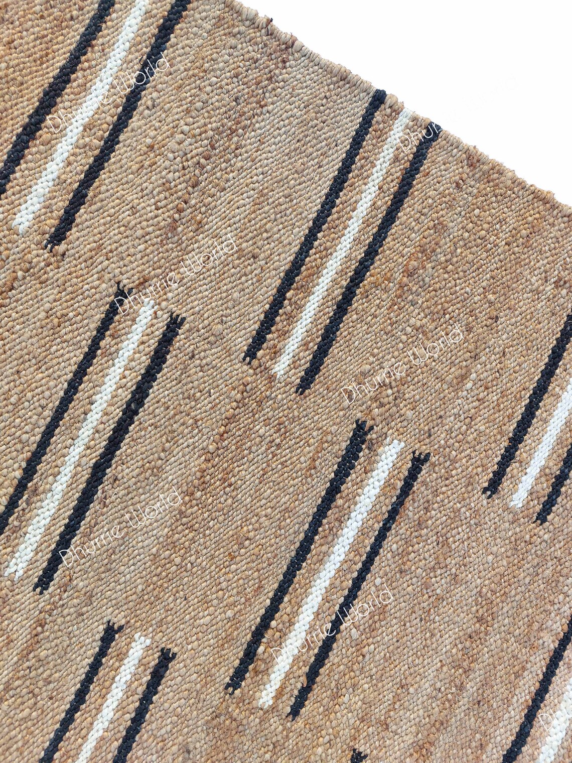 Bohemian Natural Jute Rug Stripe Pattern Area Rug Boho Jute - Etsy