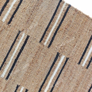 Bohemian Natural Jute Rug, Stripe Pattern Area Rug, Boho Jute Rug, Home ...