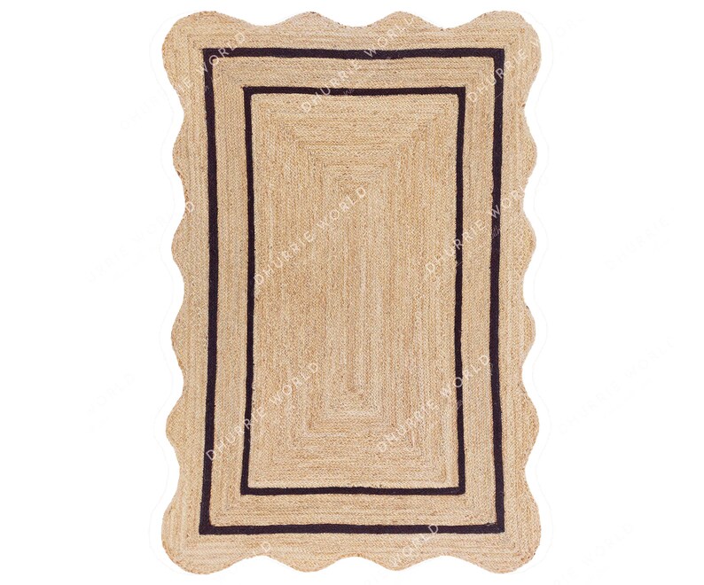 Scallop Jute Rug Natural Jute Wavy Edge Rug Scalloped Shape - Etsy
