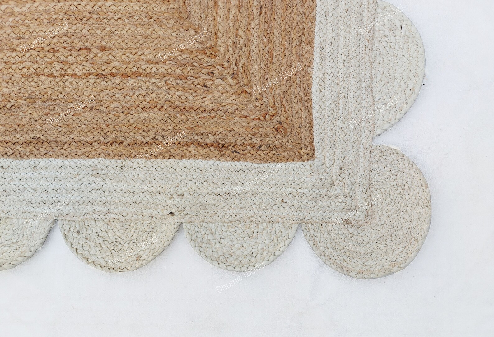 Natural Jute Scalloped Rug, Scalloped Jute Rug, Boho Jute Rug, Custom ...