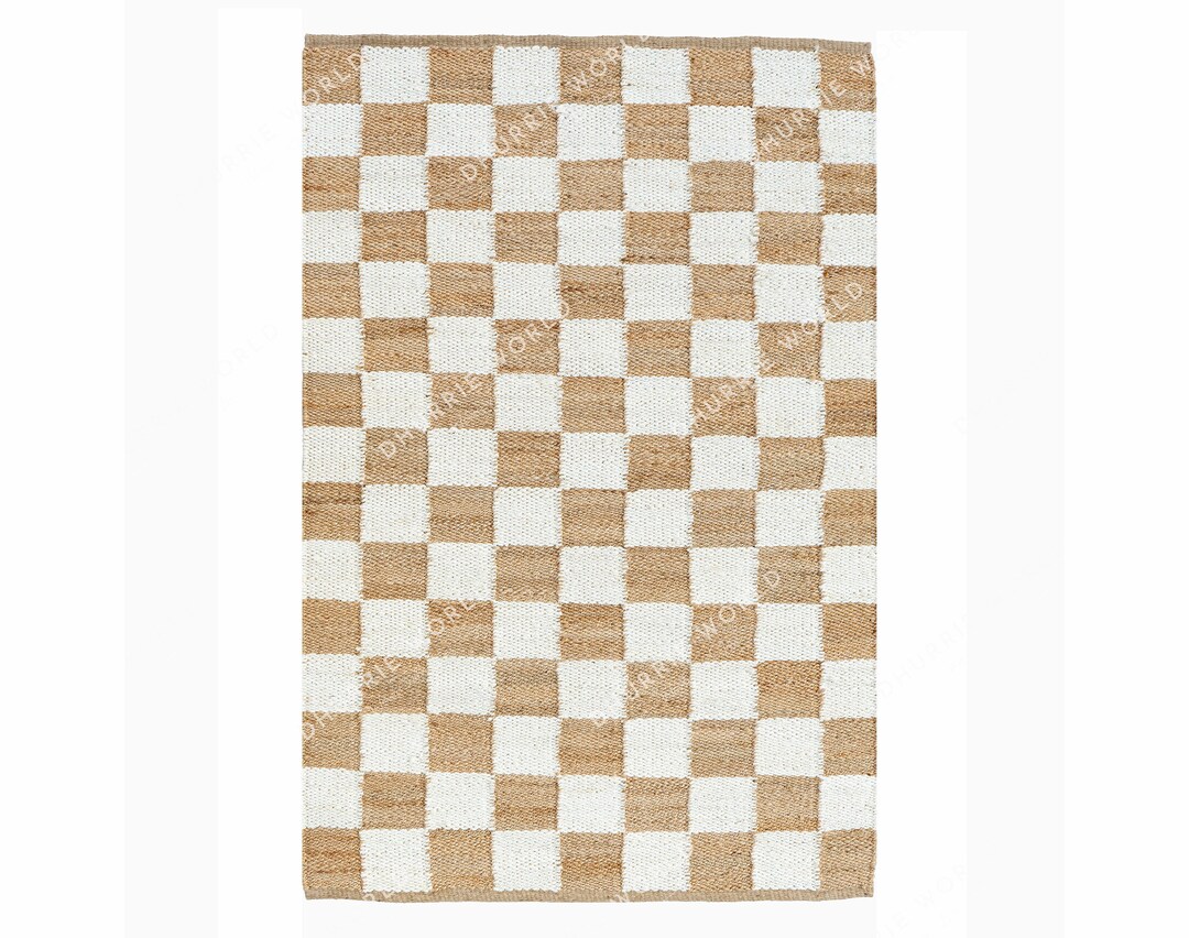Checkered Rug, Boho Natural Jute Rug, Textured Stripe Area Rug ...