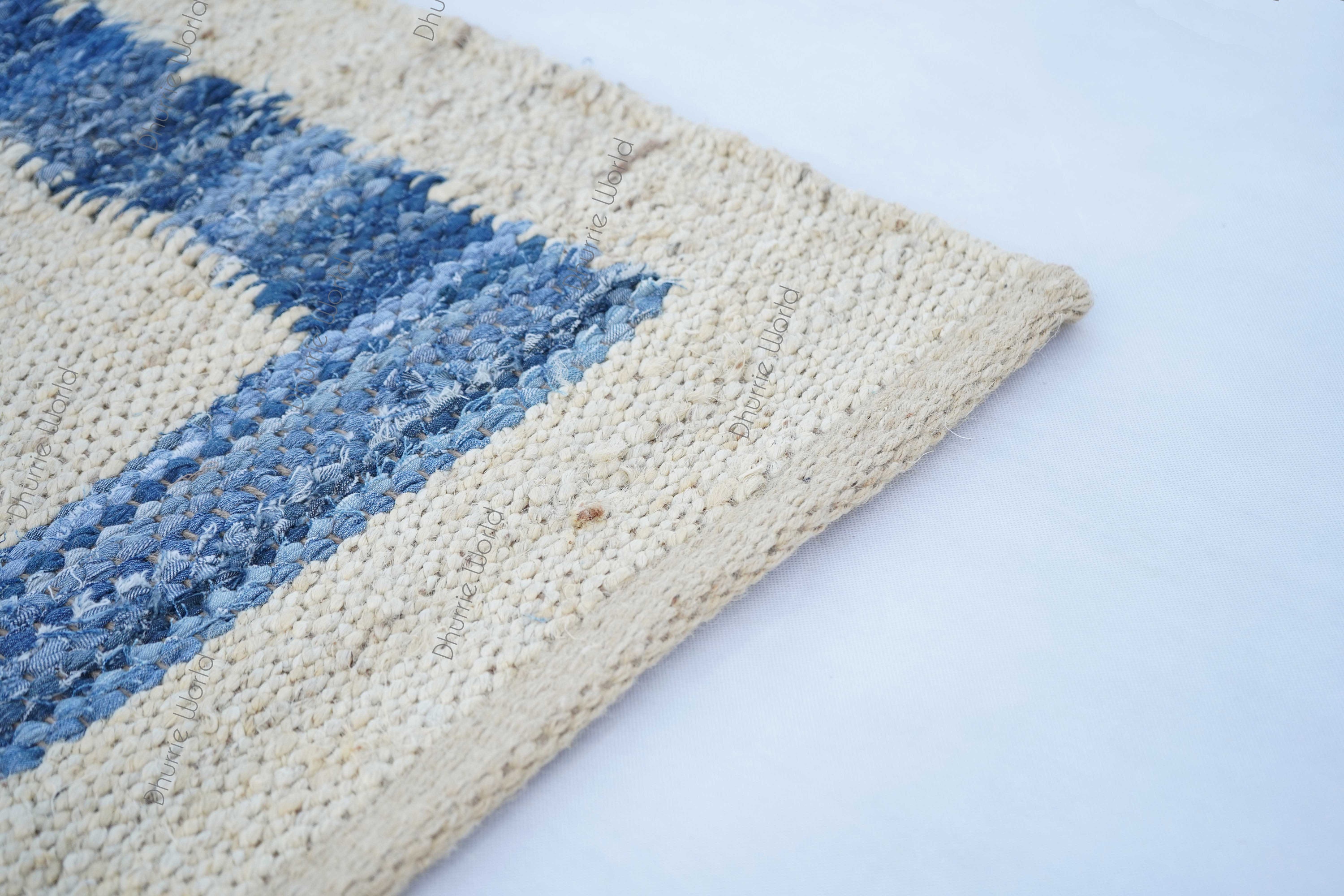 Bohemian off White Jute Bordered Rug Denim Jute Area Rug - Etsy