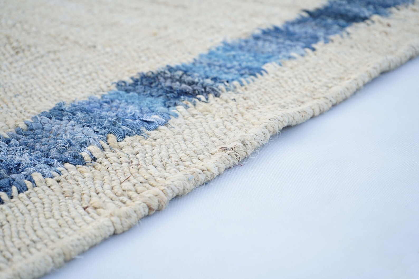 Bohemian off White Jute Bordered Rug Denim Jute Area Rug - Etsy