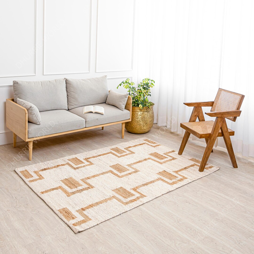 Off White Jute Rug Handwoven in India, Custom Sizes Available, Entryway ...