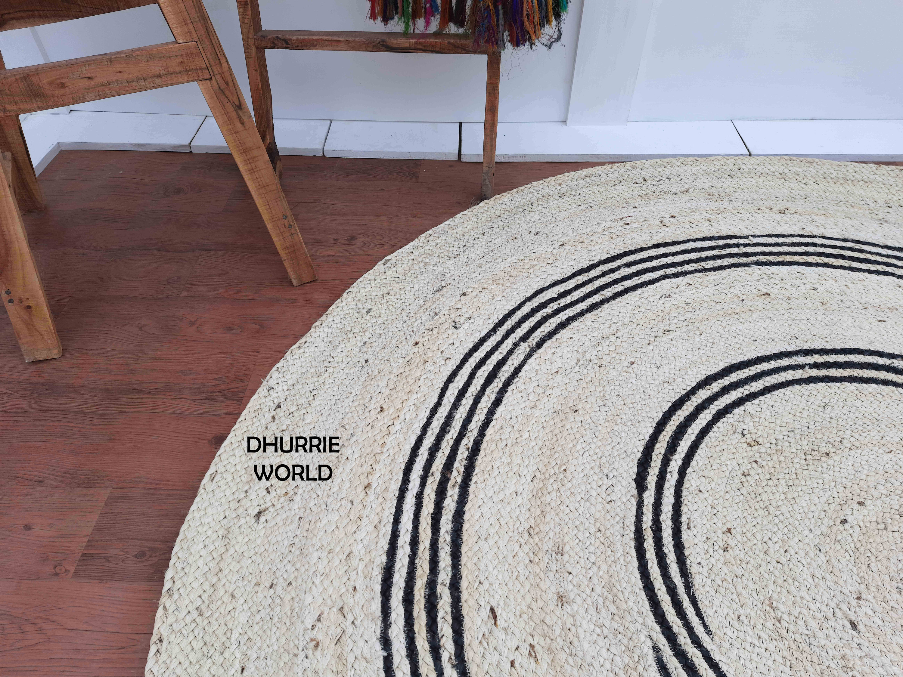 4x4 5x5 6x6 7x7 8x8 Natural Jute Round Rug Border Natural | Etsy