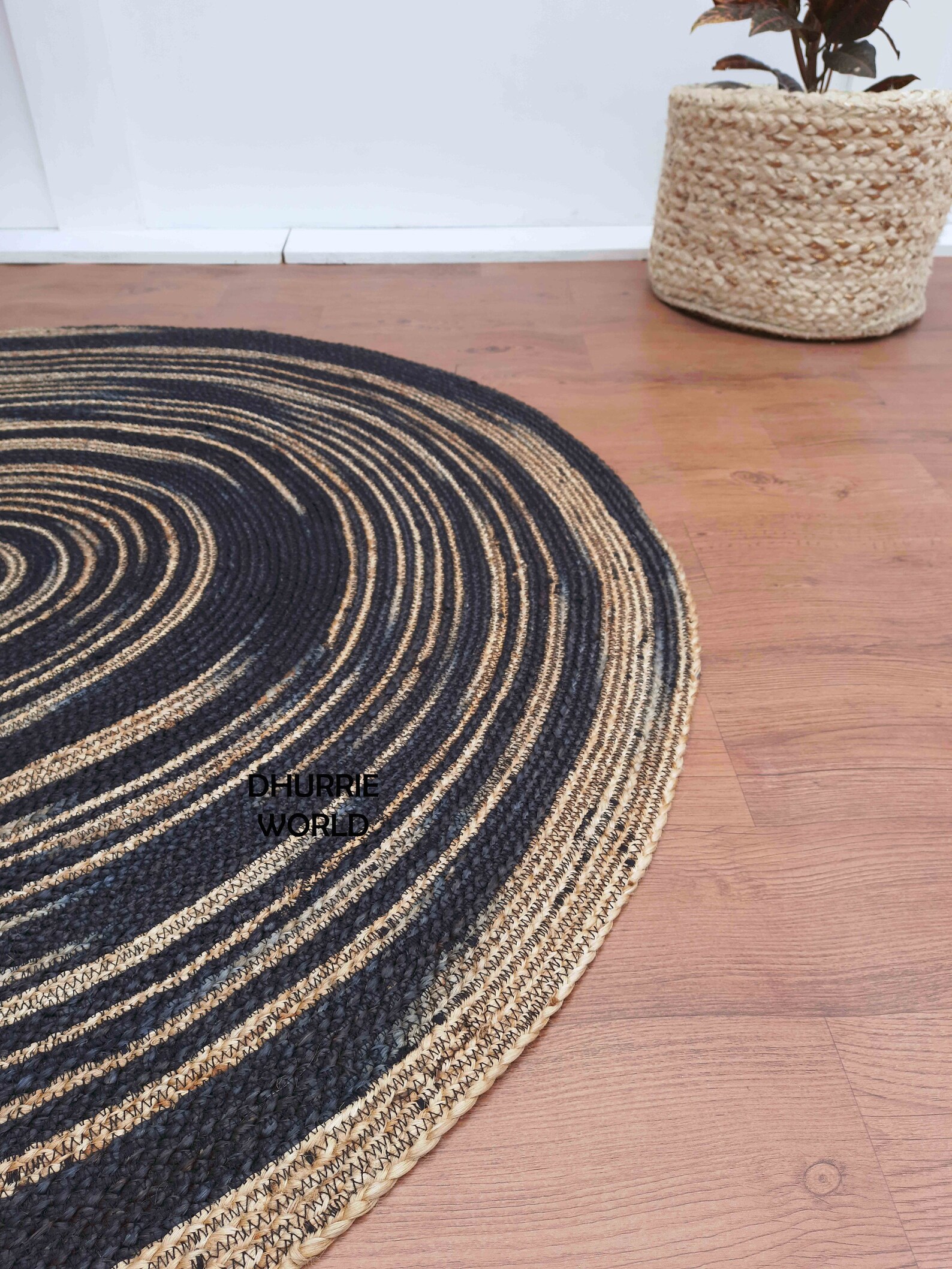 4x4, 5x5, 6x6, 7x7, 8x8 Jute Braided Round Rug Tie Dye Natural Fiber ...