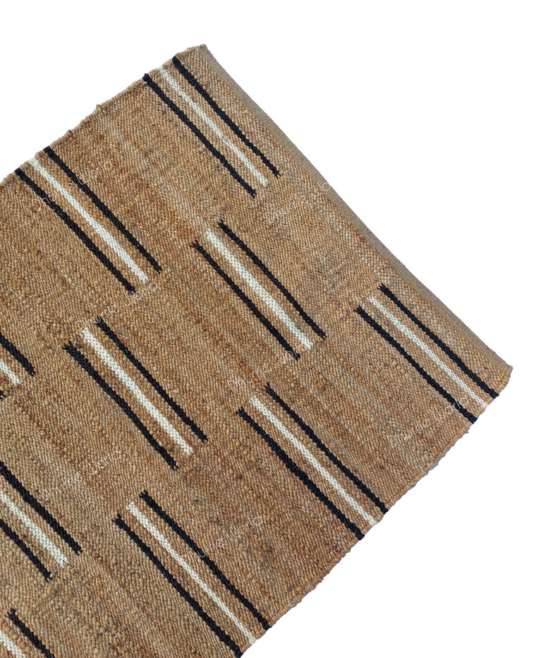 Bohemian Natural Jute Rug Stripe Pattern Area Rug Boho Jute - Etsy