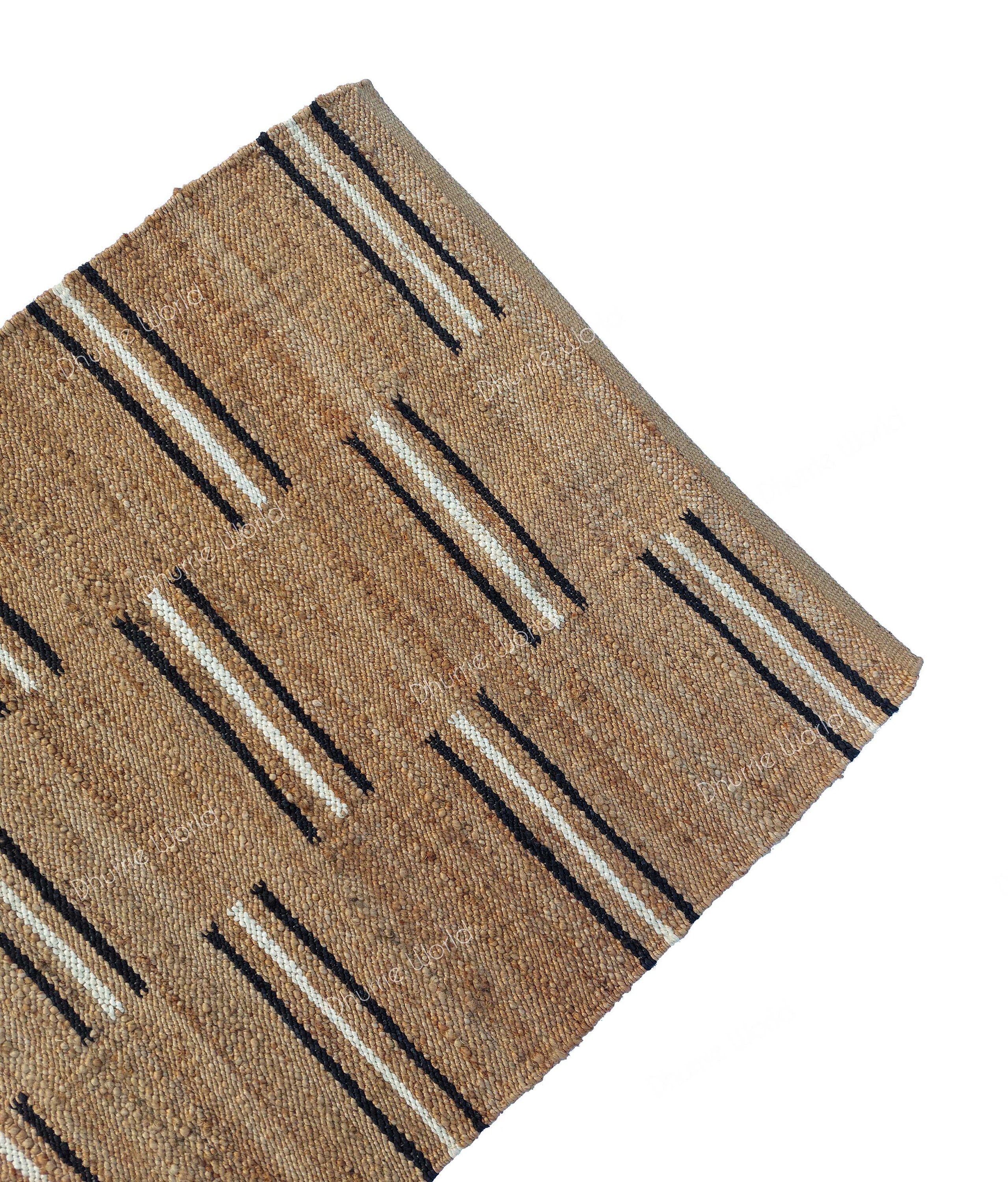 Bohemian Natural Jute Rug Stripe Pattern Area Rug Boho Jute - Etsy