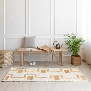 Off White Jute Rug Handwoven in India, Custom Sizes Available, Entryway ...