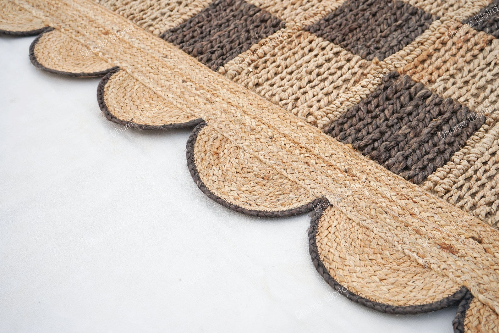 Natural Scalloped Jute Rug Brown Scallop Pattern Rug Natural - Etsy