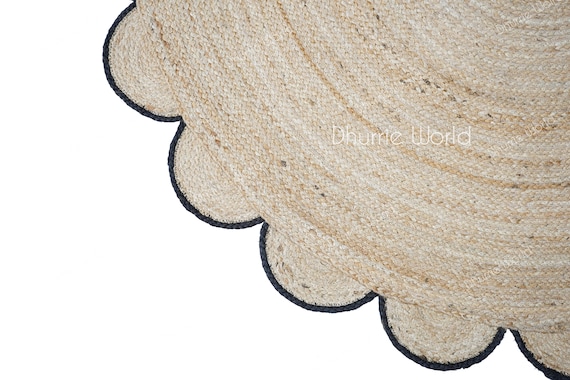 Natural Jute Scalloped Edge Rug Natural Jute Scallop Round - Etsy
