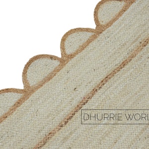 Off White Scalloped Jute Rug, Scallop Rug, Natural Jute Rug, Boho Rug ...