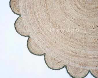 Natural Jute Braided Round Rug, Designer Bohemian Jute Area Rug, Eco ...