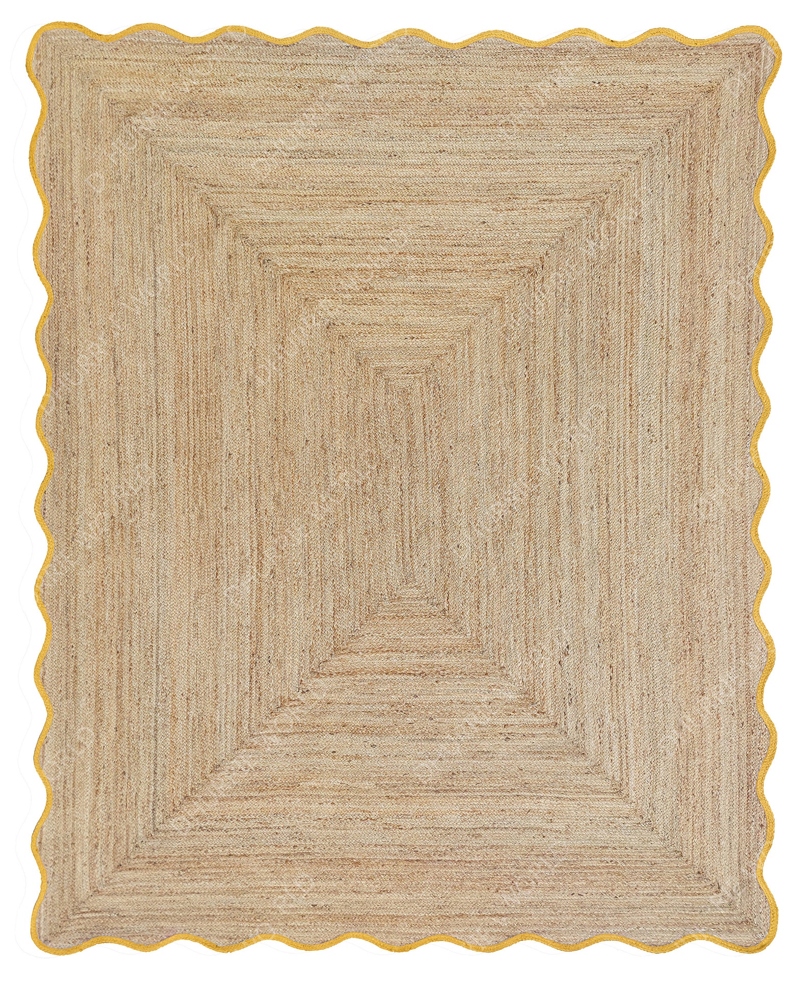 Scallop Jute Rug, Natural Jute Wavy Edge Rug, Scalloped Border Rug ...