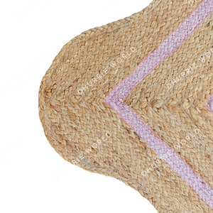 Wavy Jute Scalloped Rug, Scallop Shape Rug, Bohemain Jute Rug, Natural ...