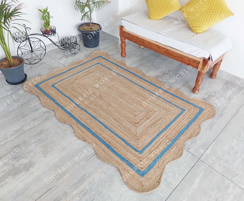 Wavy Scalloped Jute Rug Wave Edge Rug Scallop Edge Rug Boho - Etsy