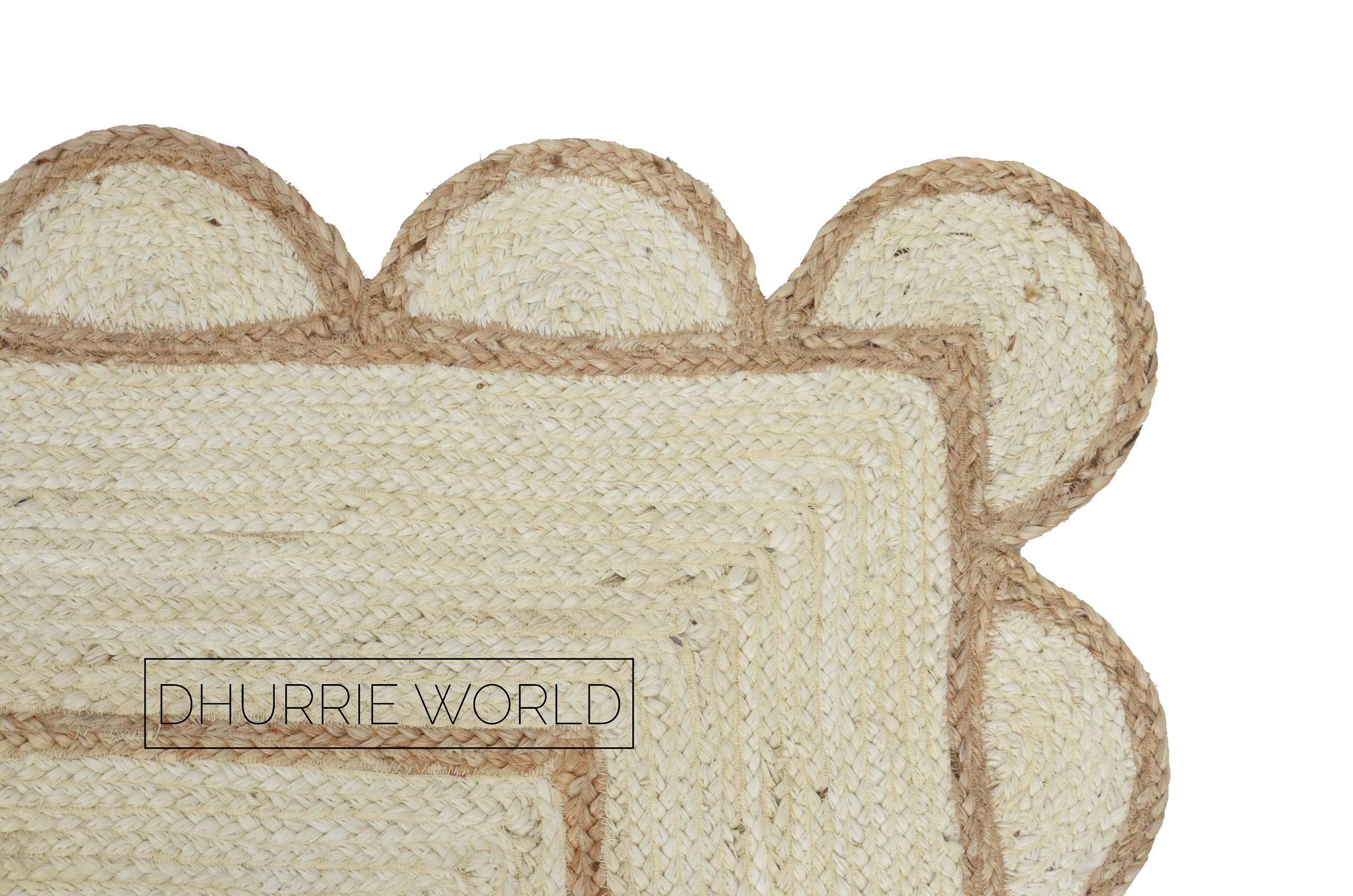 Off White Scalloped Jute Rug Scallop Rug Natural Jute Rug - Etsy