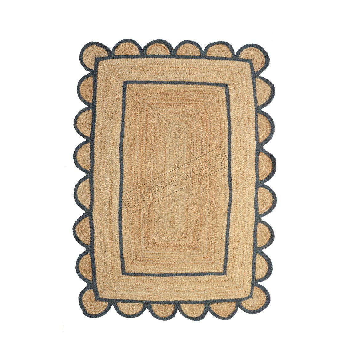 Scalloped Jute Rug Scallop Rug Boho Jute Rug Natural Jute - Etsy