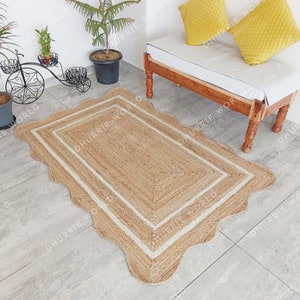 Natural Scalloped Jute Rug, Scallop Pattern Rug, Jute Shape Rug ...