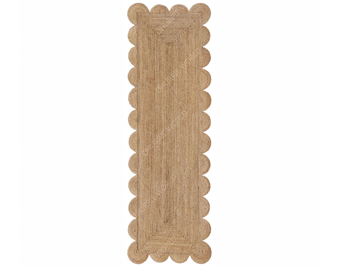 Scalloped Runner Rug, Jute Scallop Rug, Jute Runner Rug, Natural Jute ...