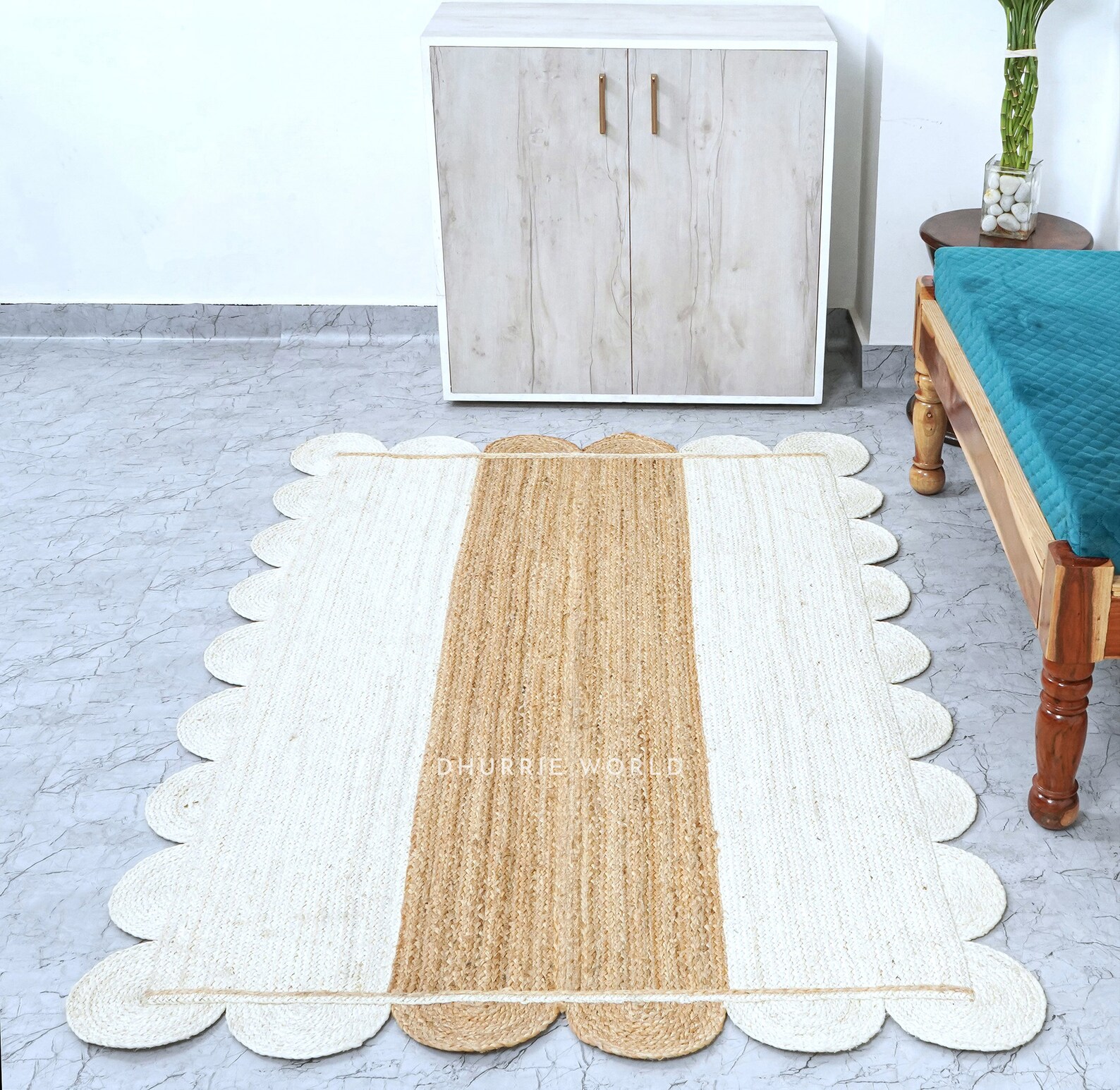 Natural Jute Scallop Rug Scalloped Jute Rug Boho Jute Rug - Etsy