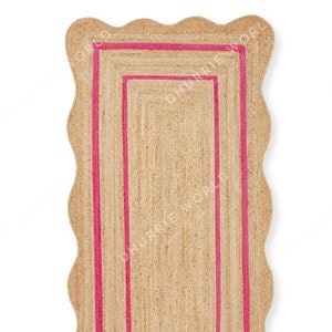 Jute Scalloped Rug, Natural Jute Area Rug, Bohemian Jute Rug, Scallop ...