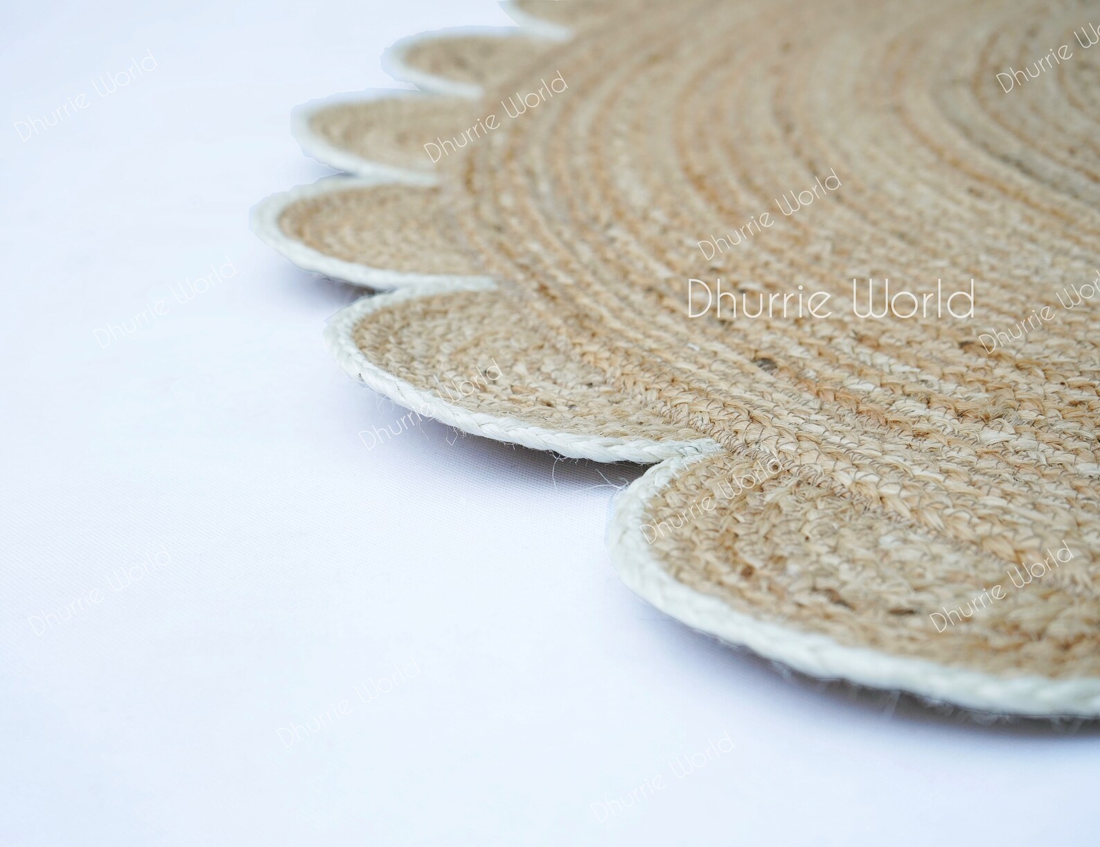 Natural Jute Scallop Round Rug Eco Friendly Scalloped Edge - Etsy