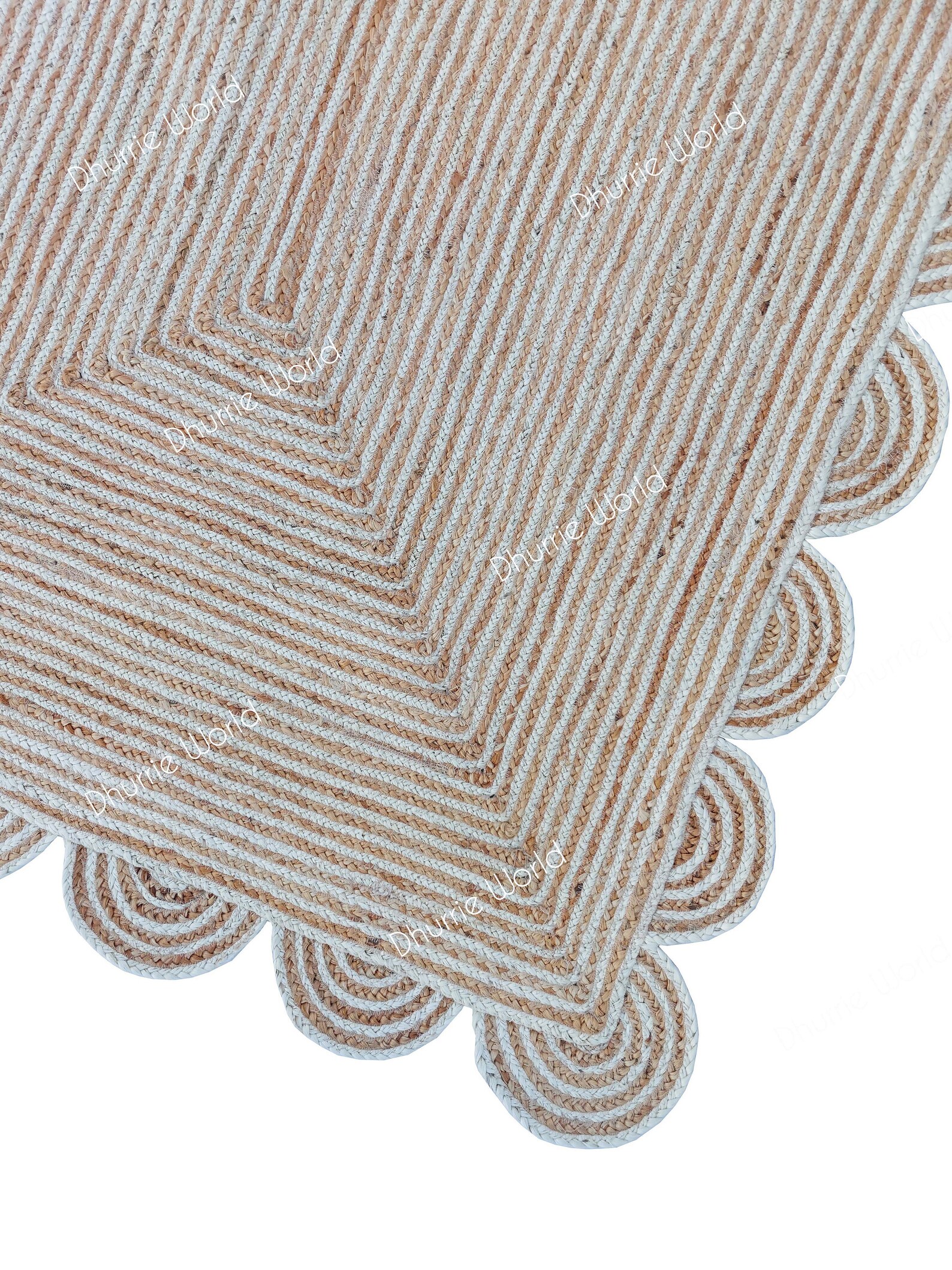 Scalloped Natural Jute Rug Scallop Edge Bohemian Jute Rug - Etsy