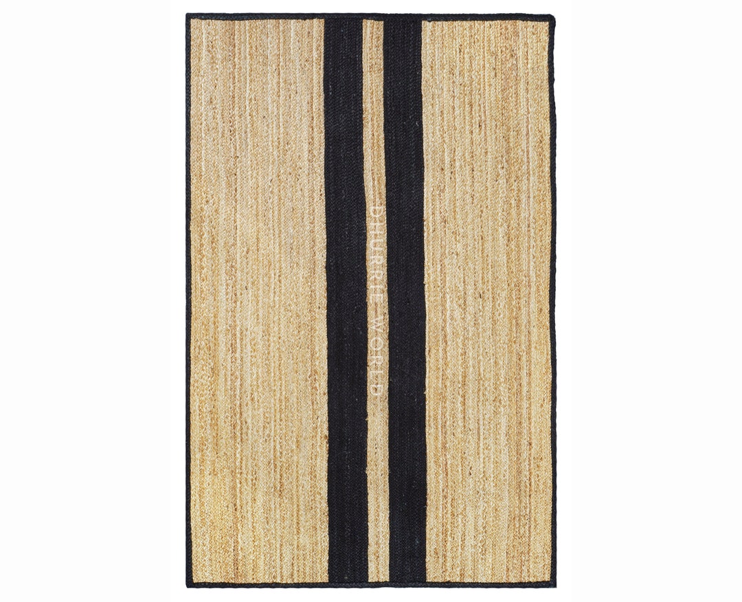 Natural Jute Striped Rug, Jute Area Rug, Jute Runner Rug, Bohemian ...