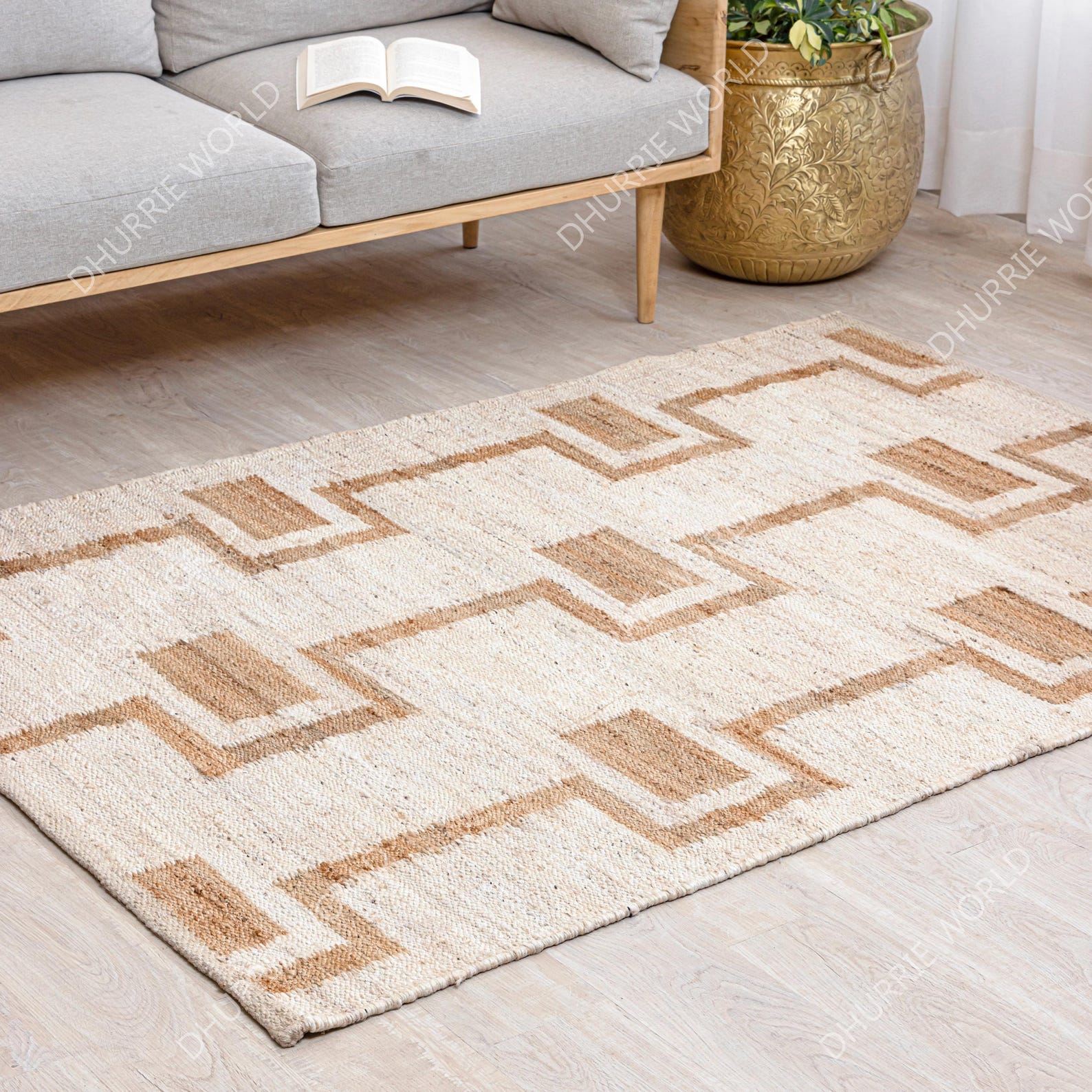 Off White Jute Rug Handwoven in India, Custom Sizes Available, Entryway ...