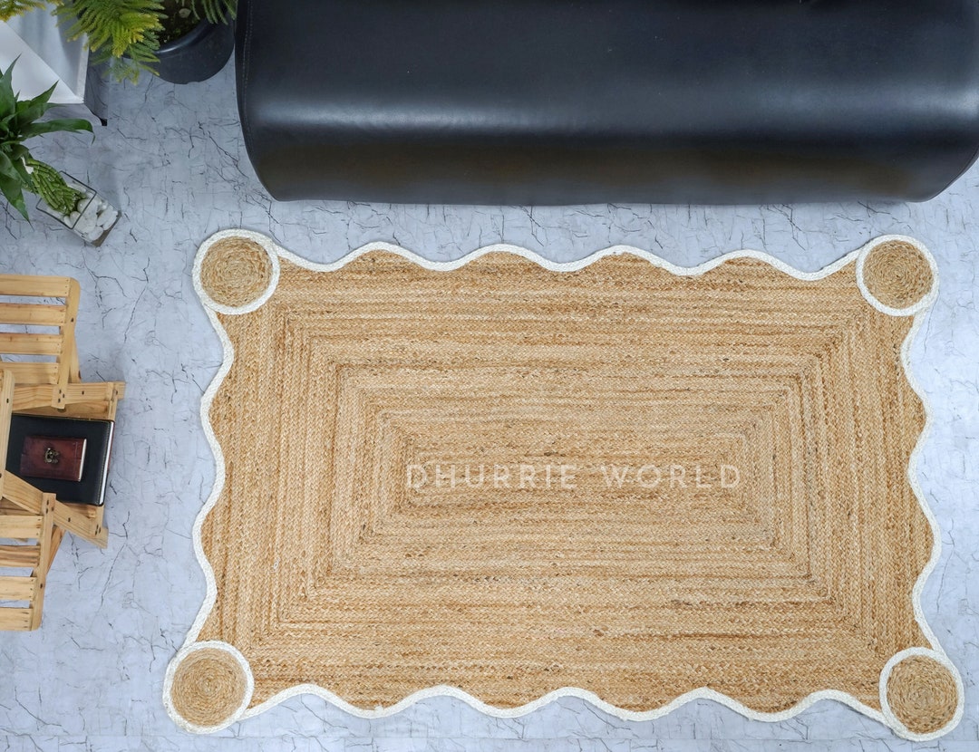 Scalloped Jute Rug, Natural Scallop Pattern Rug, Jute Shape Rug ...